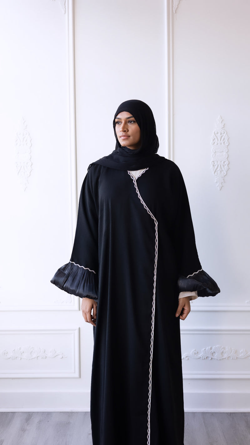 Puff Sleeve Glam Abaya - Black